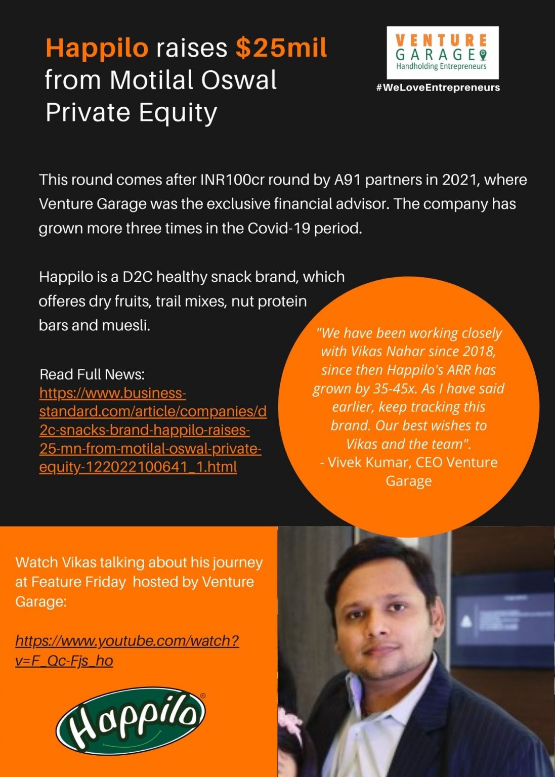 Happilo raises $25mil - Venture Garage